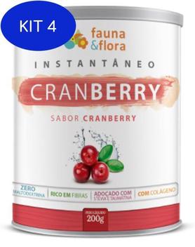 Kit 4 Instantaneo Zero Malto Cranberry Sabor Cranberry 200G - Fauna E ...