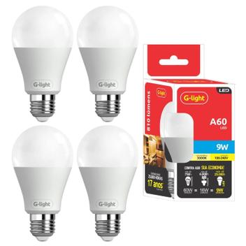 Kit 4 Lâmpadas Led 3000K 9W 810 Lumens Bulbo Iluminação - G-light ...