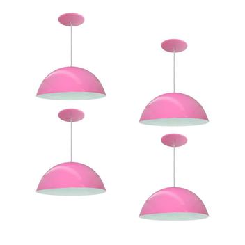 Kit 4 Luminária Pendente Meia Lua 34cm Com Interior Branco Brilho Com ...