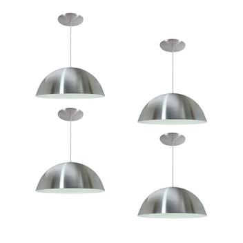 Kit 4 Luminária Pendente Meia Lua 50cm Interior Branco Brilho Com ...