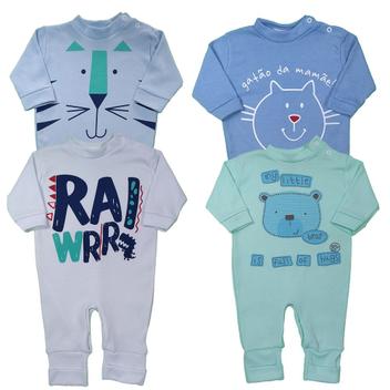 Kit 4 Macacão Bebê Suedine Taylor Estampado Menino e Menina - Koala ...