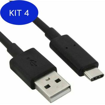 Kit 4 Micro CABO USB TIPO C Universal - 1 Metros De Cabo - Preto ...