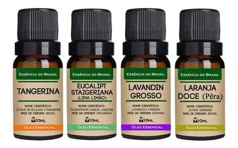 Kit 4 Óleos Essenciais 10Ml - Puro E Natural - Essencia Brasil - Óleo ...