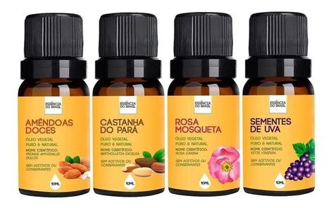 Kit 4 Óleos Vegetais 10Ml - Puro E Natural - Essência Do Brasil - Óleo ...