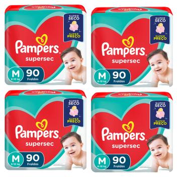 Kit 4 PACOTES DE FRALDA PAMPERS INFANTIL SUPERSEC TAMANHO M COM 90 ...
