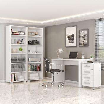 Kit 4 Peças com Escrivaninha, Gaveteiro e 2 Estantes Livreiros ...