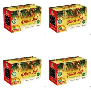 Kit 4 Pisca Pisca 100 Leds Branco Frio 8m Fio Verde - 127v - Zein ...