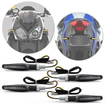 Kit 4 Piscas Seta Moto Sport LED Âmbar Modelo Slim Carbon Lente Cristal ...