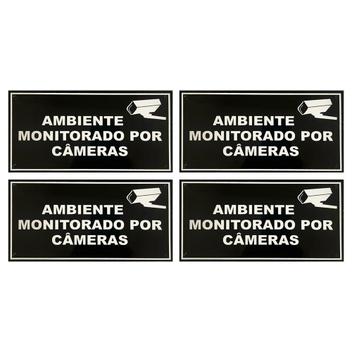 Kit 4 Placa 10x20cm em Alumínio Ambiente Monitorado por Câmeras - SHOP ...