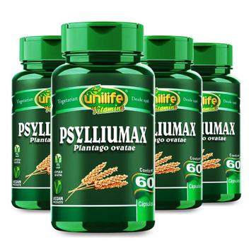 KIT 4 PSYLLIUMAX Fibra Alimentar Psyllium 60 Cápsulas UNILIFE - Fibras ...