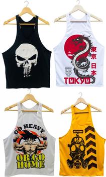 Kit 4 Regatas Cavadas Masculina Academia Várias Opções - LC Regatas ...