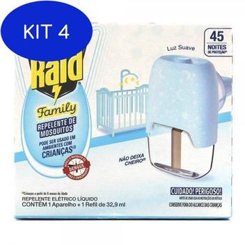 Kit 4 Repelente De Tomada Raid Family Repelente E Refil 32Ml ...