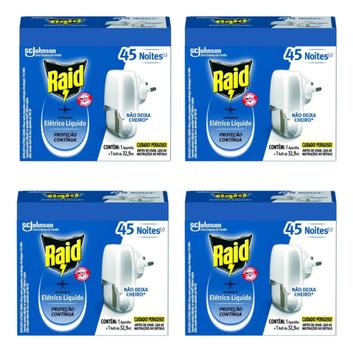 Kit 4 Repelente Raid Elétrico Aparelho +refil Elimina Dengue - SC ...