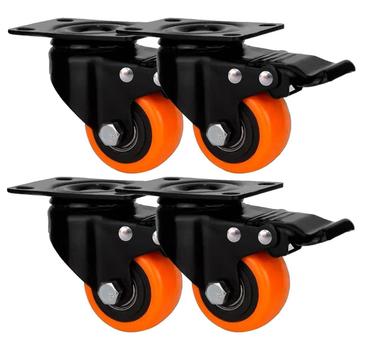 Kit 4 Rodas Rodinhas Giratórias Borracha Com Freio Reforçada - Idea ...