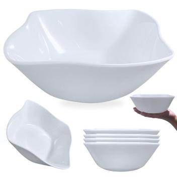 Kit 4 Tigelas Cumbucas Quadradas Ondulada Delicada 800ml Pequenas Brancas para Salada e Fruteira ...