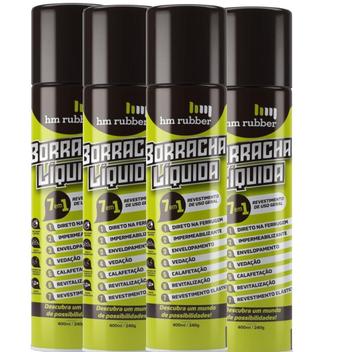 Kit 4 Tinta Borracha Líquida Preto Impermeabilizante 400ml Hm Rubber Spray - Tinta ...