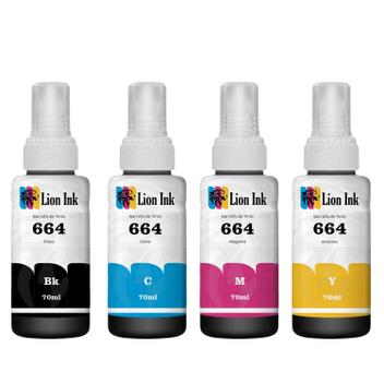 Kit 4 Tintas T664 Lion Ink Para Impressoras Epson L375 L395 L396 L355 ...