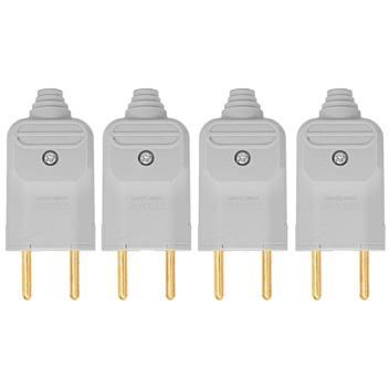 Kit 4 Tomada Plug Macho Prensa Cabo 2 Pinos Finos 10A Cinza - Margirius ...