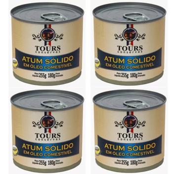 Kit 4 X Atum Sólido Ao Natural Tours Conservas Lata 255g - Atum ...