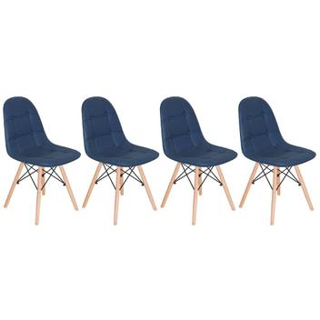 KIT - 4 x cadeiras estofadas Eames Eiffel Botonê - Base de madeira ...