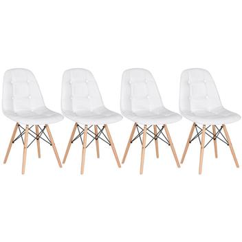 KIT - 4 x cadeiras estofadas Eames Eiffel Botonê - Base de madeira ...
