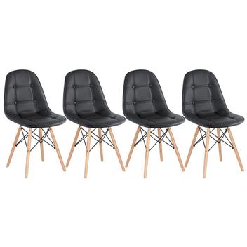 KIT - 4 x cadeiras estofadas Eames Eiffel Botonê - Base de madeira ...