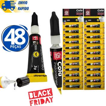 Kit 48 Cola Super Cola Instantânea 3G Multiuso Cola Cerâmica Silicone ...