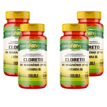 Kit 4x Cloreto de Magnesio P.A Vitamina B6 4x60 cápsulas Unilife - Cloreto de Magnésio ...