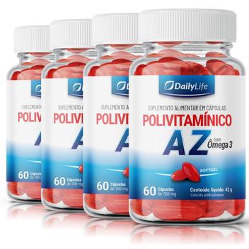 kit 4x Suplemento Polivitamínico AZ com Ômega 3 - 60 Cápsulas Softgel ...