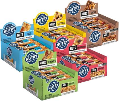 Kit 5 Barra de Nuts Nutry Caixa C/60 Unidades - Nutrimental - Barra de ...