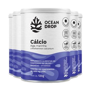 Kit 5 Cálcio de Algas Ocean Drop Vegano 120 Comprimidos - Ômega 3 ...