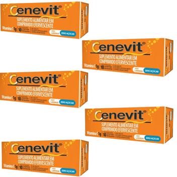 Kit 5 Cenevit Vitamina C 1g Suplemento Alimentar com 10 comprimidos ...
