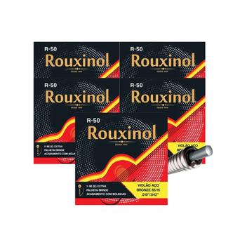 Kit 5 Encordoamento Rouxinol Violão R 50 010 Aço Bronze - Cordas para ...