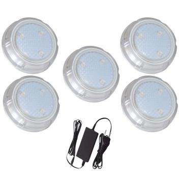 Kit 5 Hiper Led Piscina 6W Azul Policarbonato + Fonte 3A - Brustec ...
