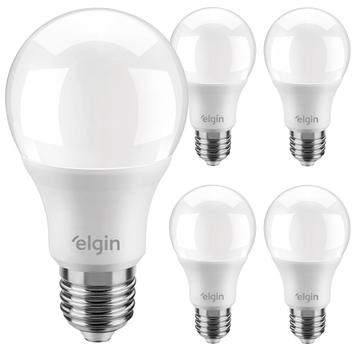 Kit 5 Lâmpadas Led Elgin Bulbo 9w 810lm Branco Frio 6500K E27 Bivolt Luz Branca Equivale 60w ...