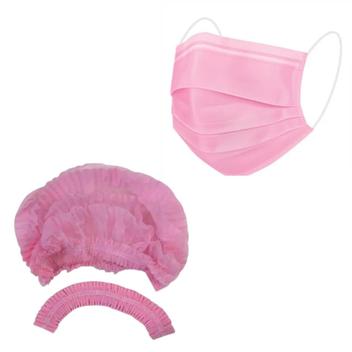 Kit 5 Mascara Rosa + 5 Touca Rosa - Poli - Máscara Facial Descartável ...