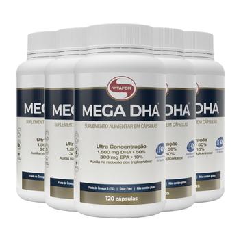 Kit 5 Mega Dha 1500Mg Vitafor 120 Cápsulas - Ômega 3 / Óleo de Peixe - Magazine Luiza