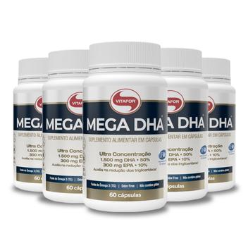 Kit 5 Mega DHA 1500mg Vitafor 60 cápsulas - Ômega 3 / Óleo de Peixe - Magazine Luiza