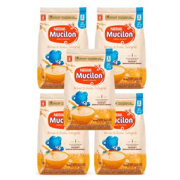 Kit 5 Mucilon Arroz e Aveia Integral Cereal Infantil Sachê 180g ...
