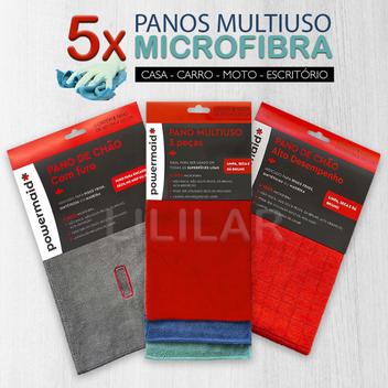 Kit 5 Panos de Microfibra Multiuso Chão Alto Desempenho e Com Furo para ...