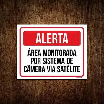 Kit 5 Placas Alerta Área Monitorada Sistema Câmera Satelite - Sinalizo ...
