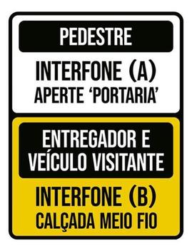 Kit 5 Placas Interfone Pedestre Entregador Veículo Visitante - Sinalizo ...