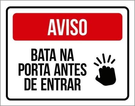 Kit 5 Placas Sinalização - Aviso Bata Porta Antes Entrar - Sinalizo ...