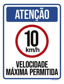 Kit 5 Placas Velocidade Máxima Permitida 10Km 36X46 - Sinalizo - Placa ...