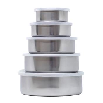 Kit 5 Potes De Inox Com Tampa Plástica Tigelas Organizadoras Dolce Home ...