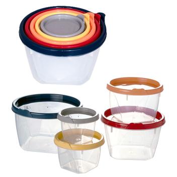 Kit 5 potes plástico redondo com tampa Vasilha marmita tapoer tapuer ...