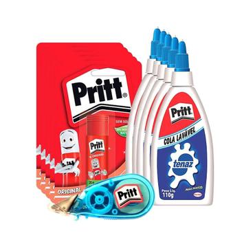 Kit 5 Pritt Bastao 20g+5 Tenaz 110g+1 Corr/ Fita Micro Rolly - Cola ...