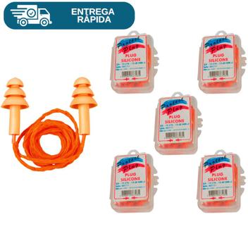 Kit 5 Protetor Auricular Tipo Plug De Silicone Antialérgico Com Cordão ...