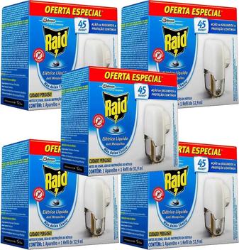 Kit 5 Raid Repelente Elétrico De Tomada 5 Aparelho + 5 Refil ...