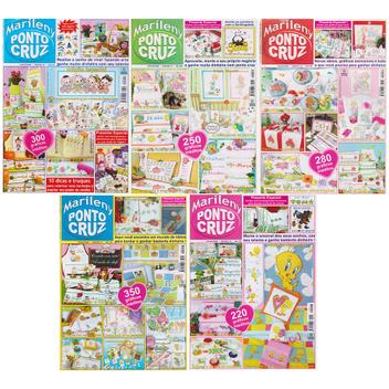 Kit 5 Revistas Ponto Cruz Marileny Tema Infantil Turma da Monica PiuPiu ...